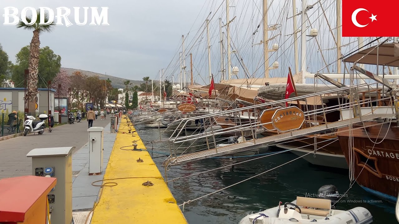 4K A Virtual Walking Tour in the beautiful Bodrum Marina | Turkey ...