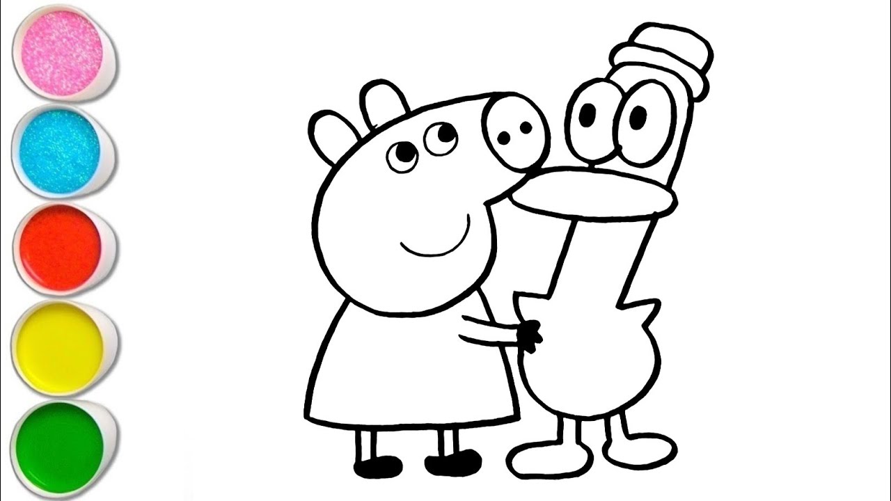 Cute Pato with Peppa Pig Drawing, Painting and Coloring For Kids and ...