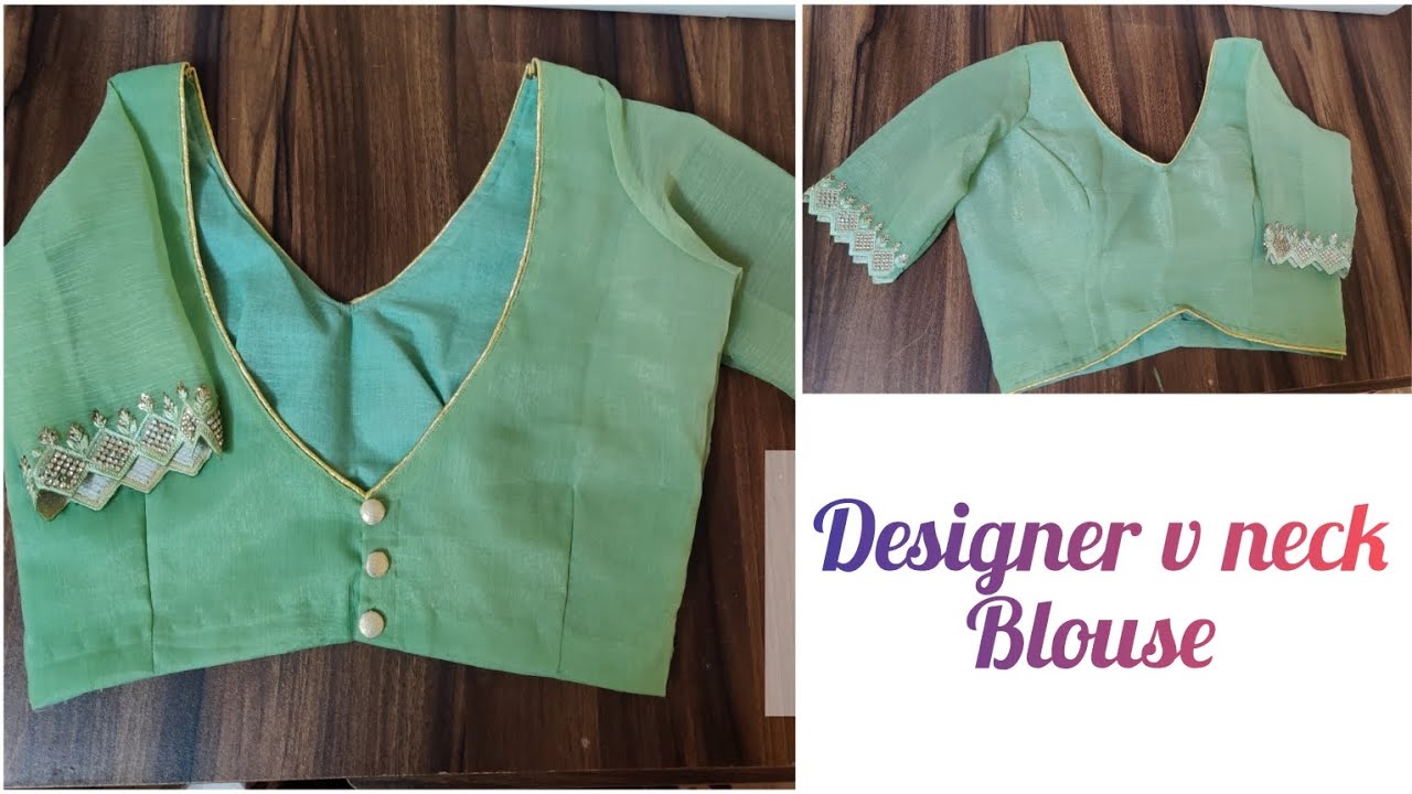 Designer v neck blouse cutting and stitching full video| princess cut ...