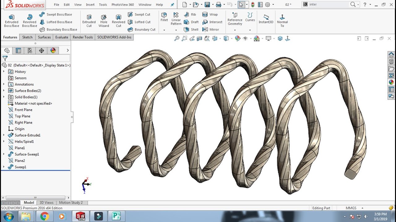 How To Make Spring || Square Helix || SolidWorks |🚩 - YouTube