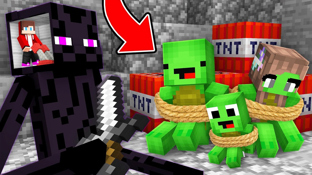 JJ Control Enderman MIND to KIDNAP Mikey Family in Minecraft ! - Maizen - YouTube