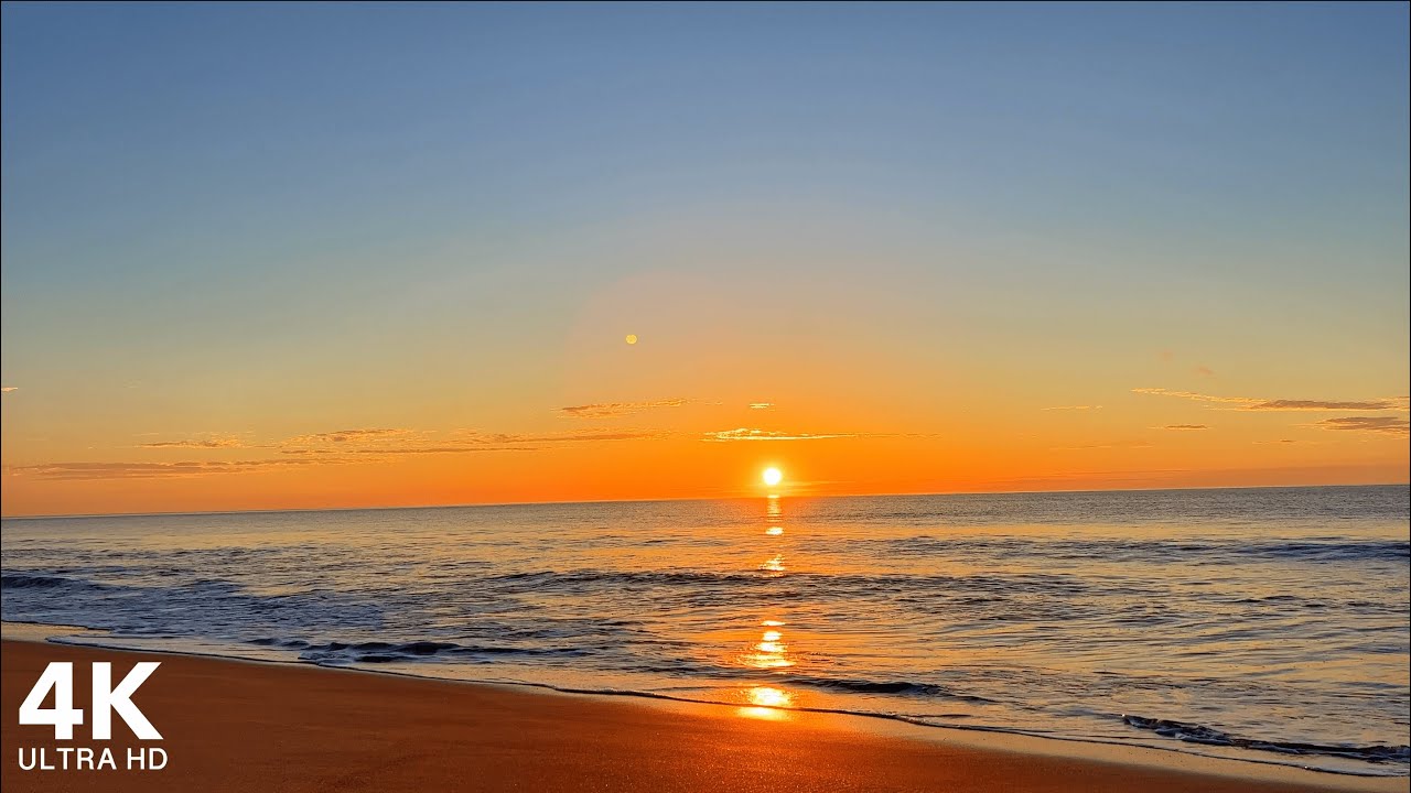 Beautiful Sunrise at the Beach with Chillout Music and Calming Sound of ...