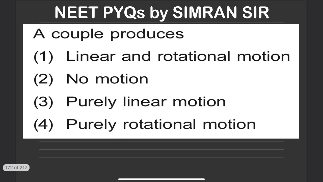 A couple produces , linear and rotational motion - YouTube