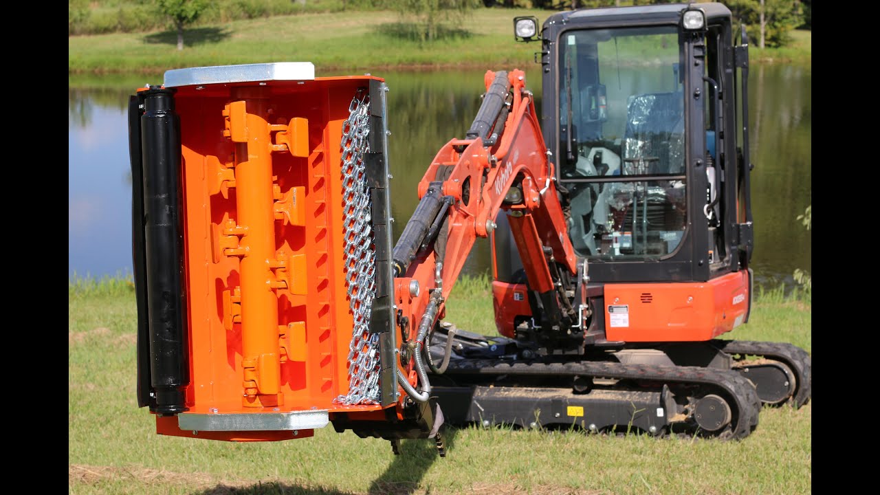 Needham Ag - Setting up a Lipa TLBE-90 Flail Mower On a Kubota KX033-4 ...