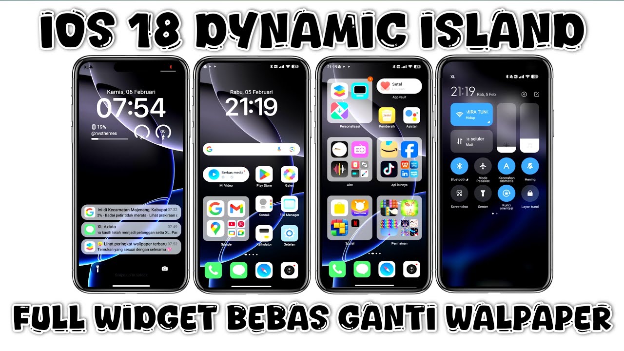 New Tema iPhone iOS 18 Dynamic Island Xiaomi Lockscreen Penuh Widget ...
