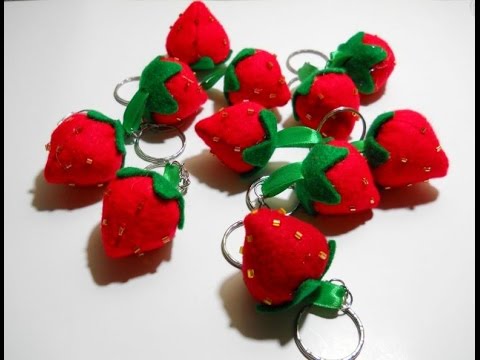 Felt Strawberry Keychain Tutorial - YouTube