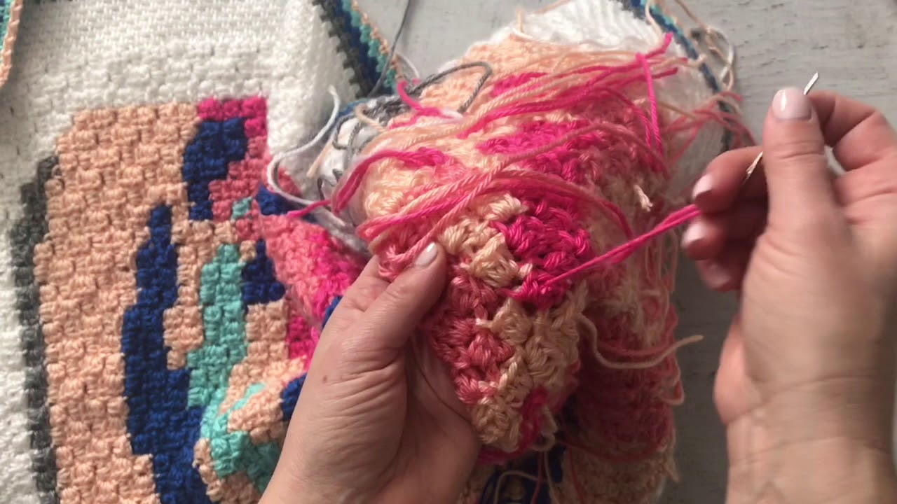How-To: Weave In Ends (On Corner-to-Corner Crochet) - YouTube