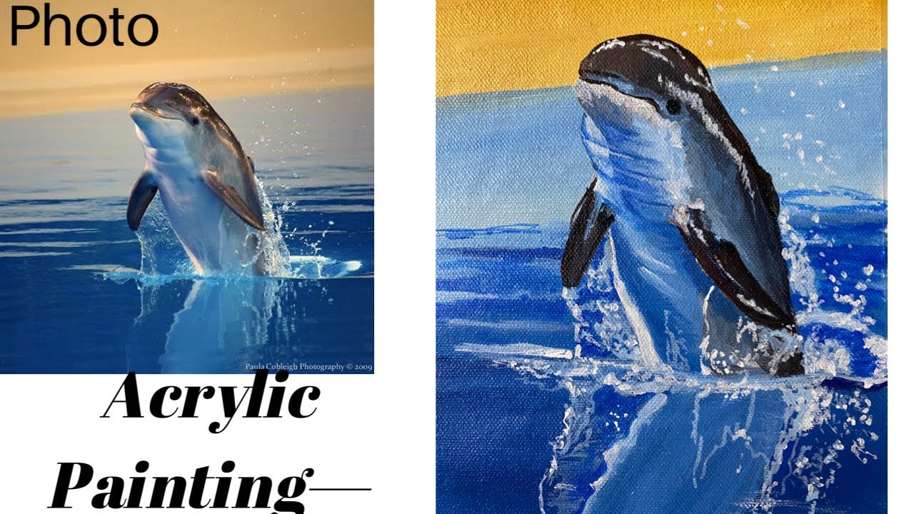 How to Paint Dolphin in Acrylic Colours | Easy blue Dolphin Painting ...