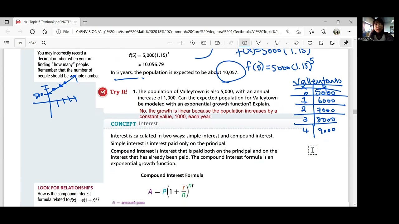 EnVision Algebra 1 Lesson 6-3: Exponential Growth and Decay - YouTube