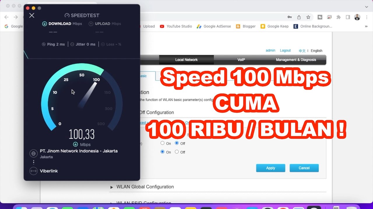 Internet Viberlink 100Mbps cuma 100 RIBU ! - YouTube