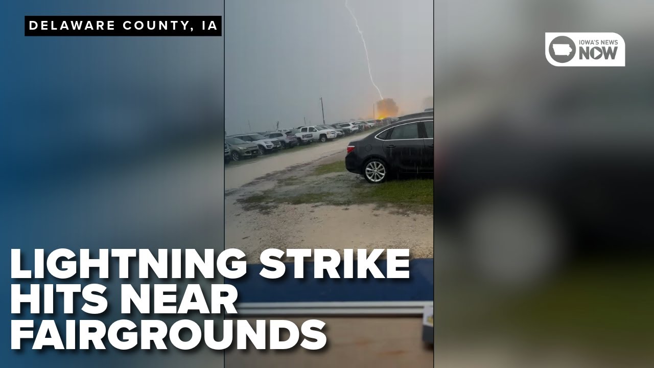 Lightning strike near Iowa fairgrounds & other storm damage - YouTube