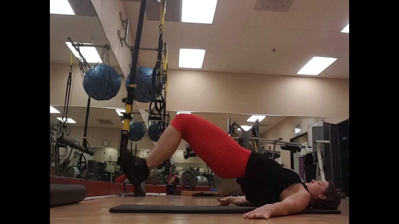 Hip and core strengthening: TRX glute bridge and hamstring curls - YouTube