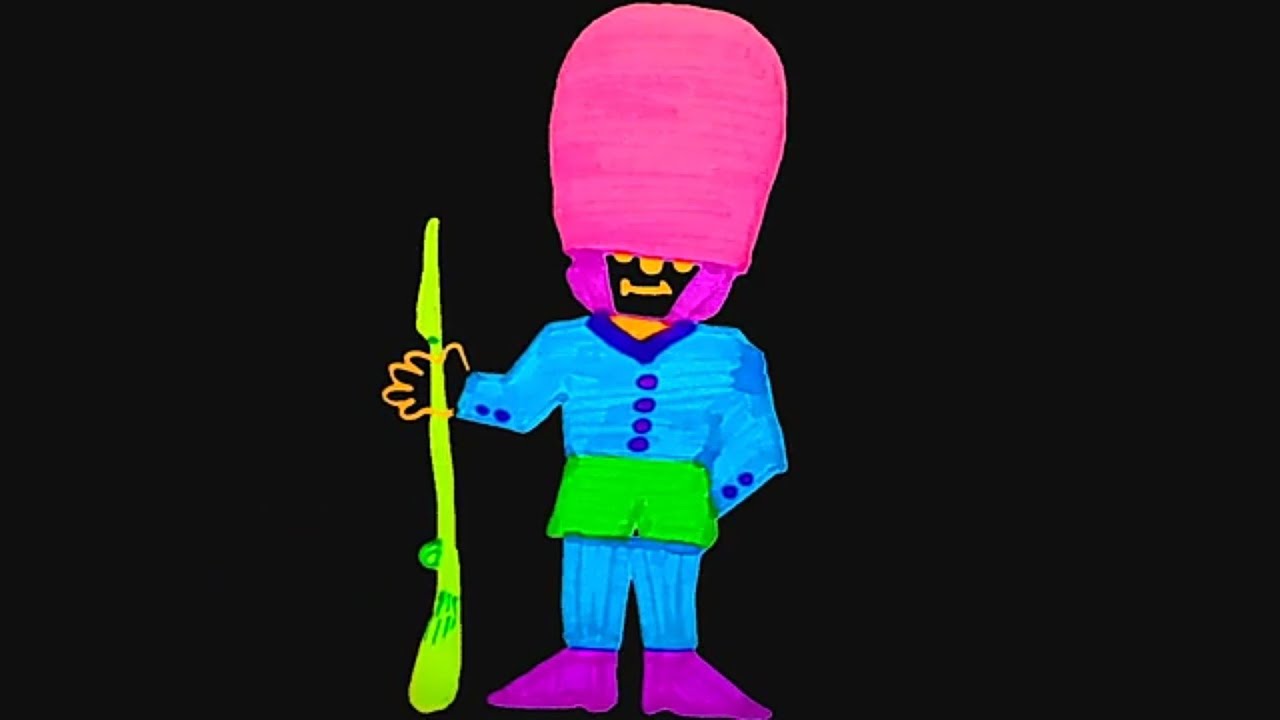 Kids learn to draw a guard - YouTube