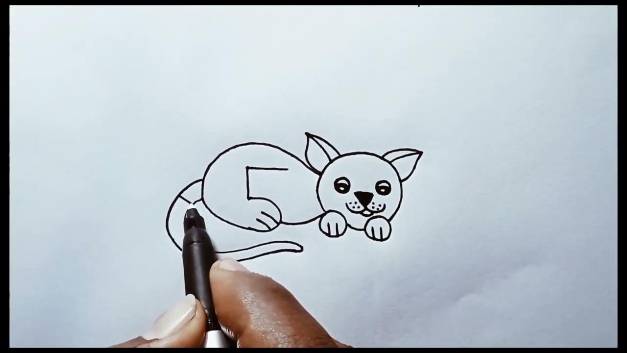 How To Draw A Cat From 500 Number Easy Drawing l Cat Drawing For ...