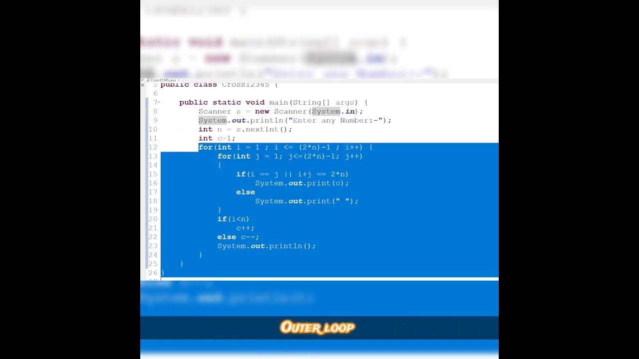 Print cross pattern with number using Java ||For loop|| - YouTube