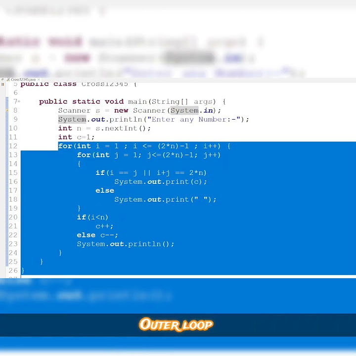 Print cross pattern with number using Java ||For loop|| - YouTube