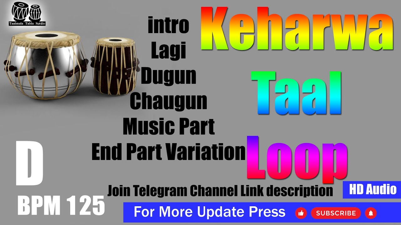 D Keharwa Taal Loop 30 Minutes BPM 125 Taalmala Tabla Studio - YouTube