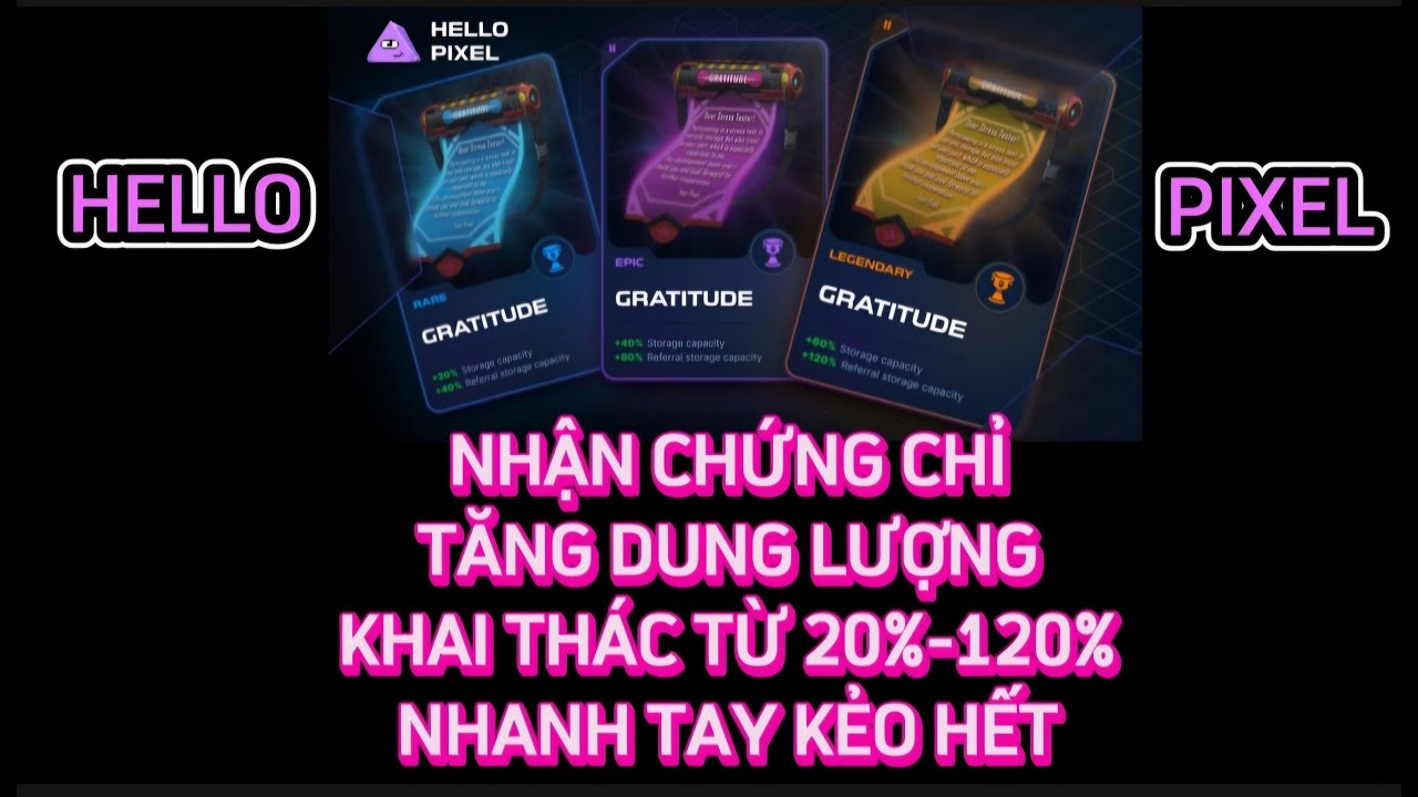 HELLO PIXEL NHẬN CHỨNG CHỈ TĂNG DUNG LƯỢNG KHAI THÁC TỪ 20%-120%. CHECK ...