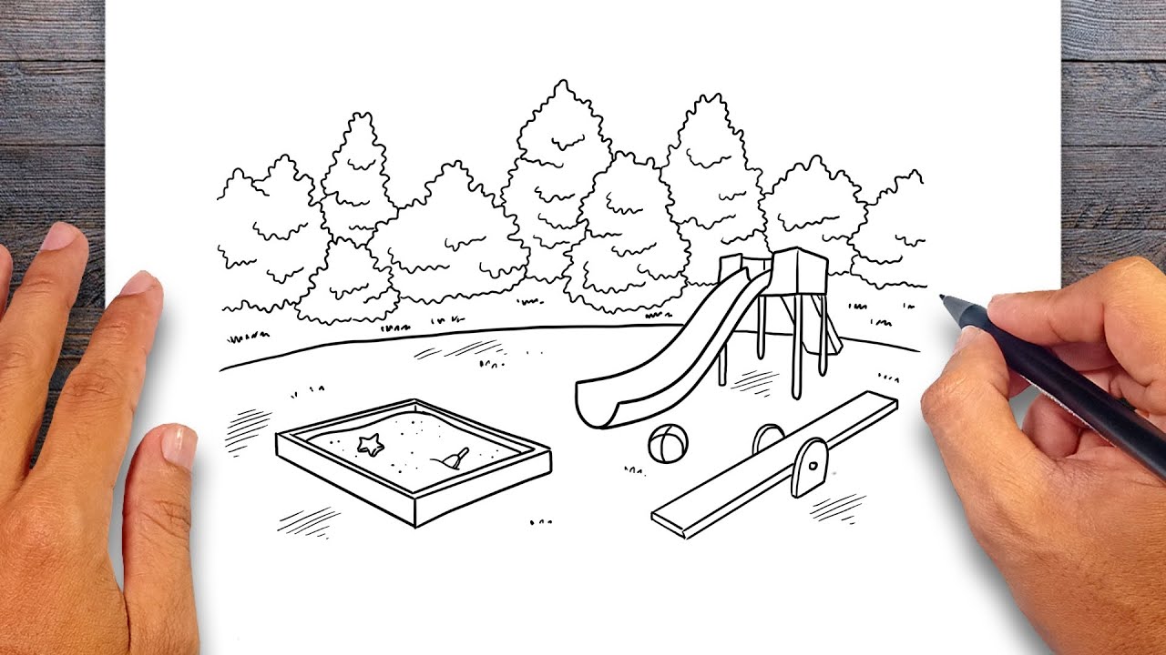 How to draw Playground - Playground Drawing step by step - YouTube