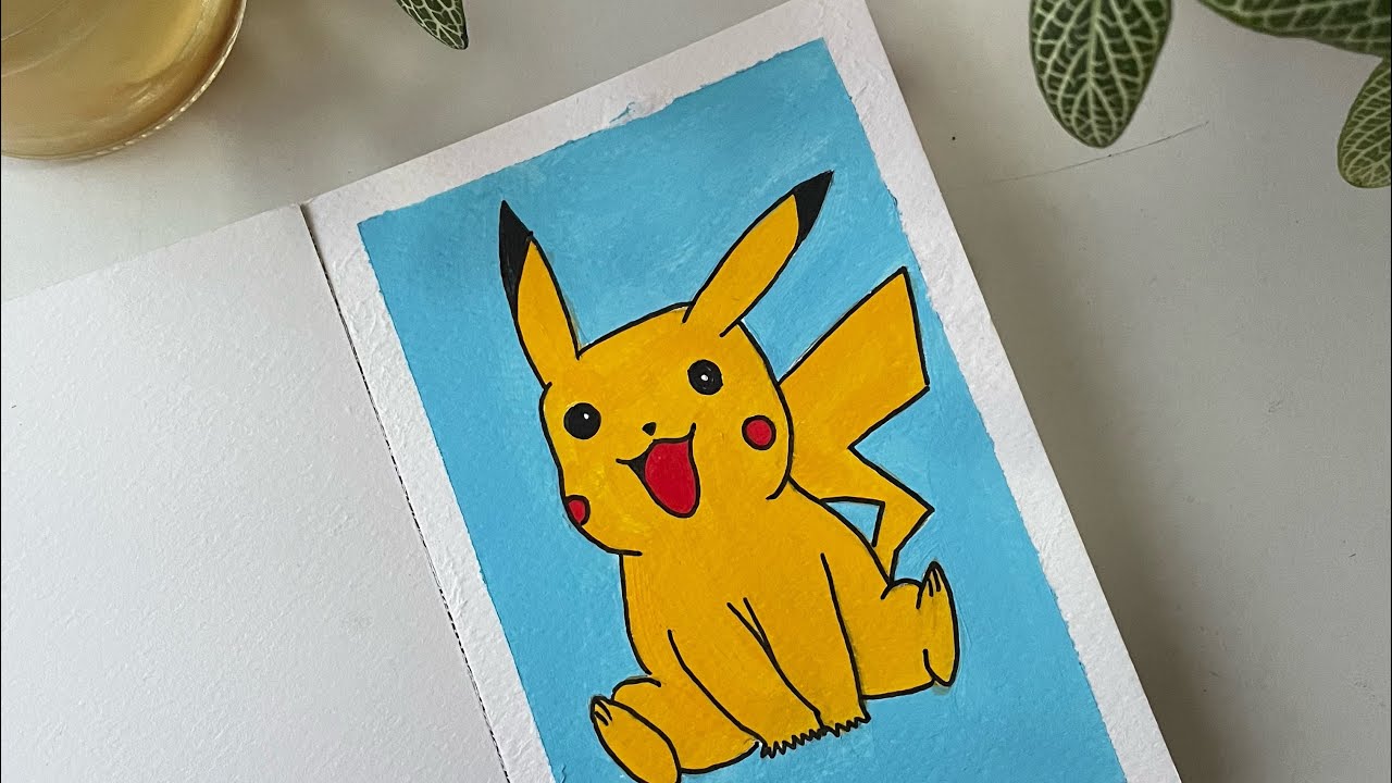 Pikachu easy acrylic painting - YouTube