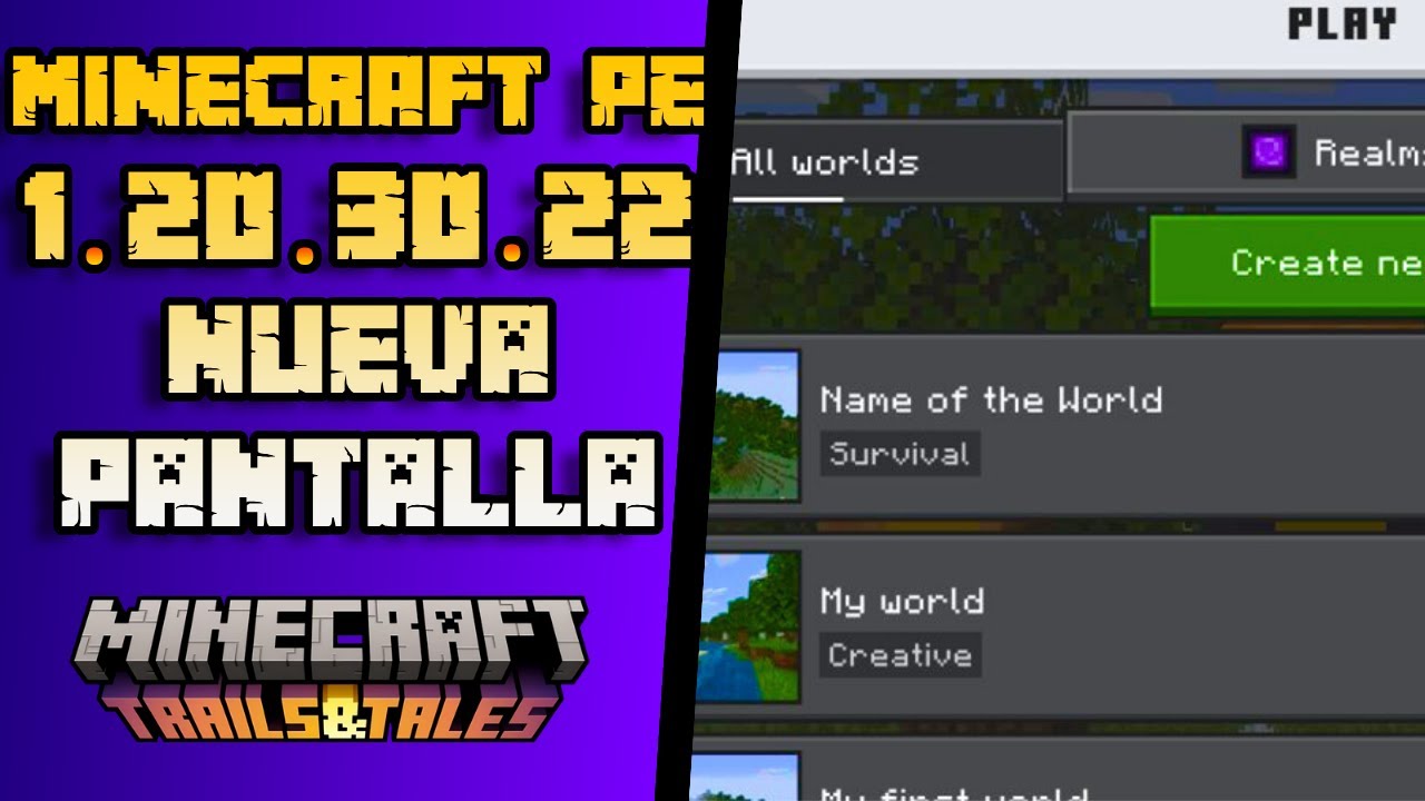 👉 Nueva actualización de Minecraft PE 1.20.30.22👈 NUEVA PANTALLA EN ...