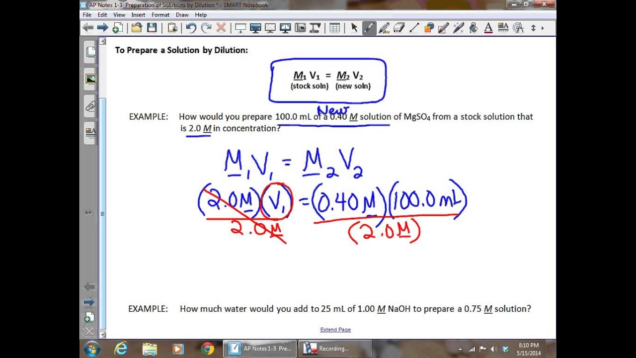 AP Video Notes 1 3 Preparation of Solutions by Dilution - YouTube