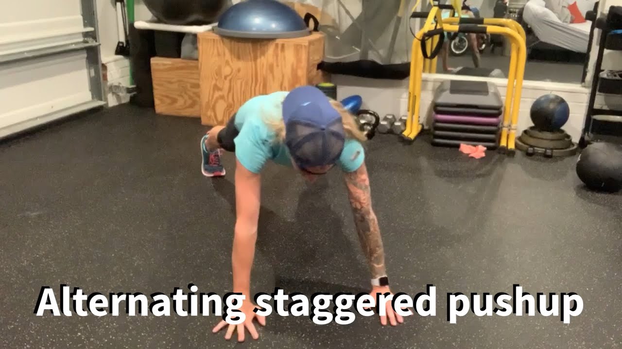 Alternating staggered pushups - YouTube