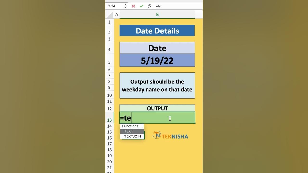 Excel Find Weekday From Date shorts short YouTube excel-find-weekday-from-date-shorts-short-youtube