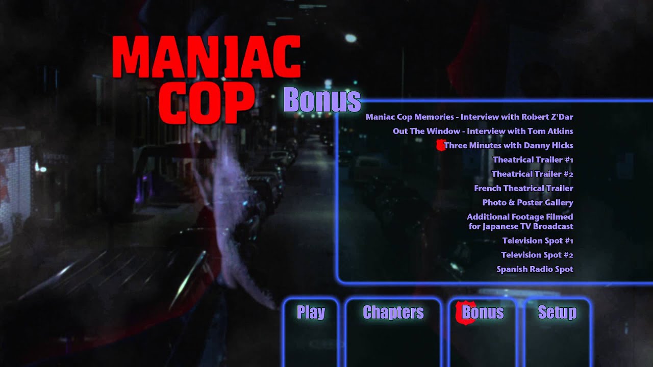 Menu Design Package: MANIAC COP (Blu-ray) - YouTube
