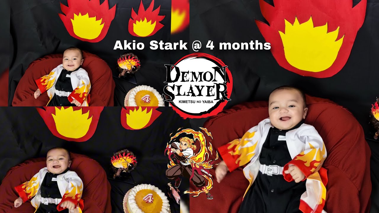Akio Stark || Demon Slayer Rengoku || DIY monthly miltestone photoshoot ...
