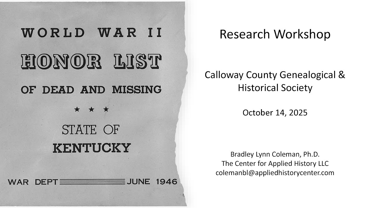 World War II Research Workshop - Dr. Bradley Coleman - YouTube