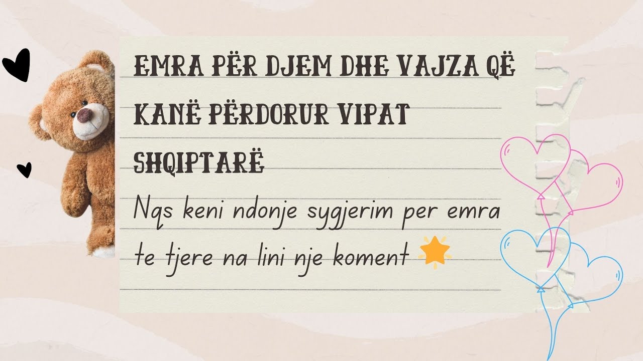 Emra për Djem dhe Vajza që Kanë Përdorur Vipat Shqiptarë - YouTube