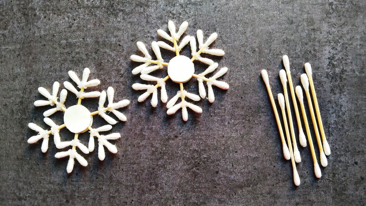 DIY Cotton Bud Snowflake | Christmas Decoration Ideas | Easy Snowflake ...