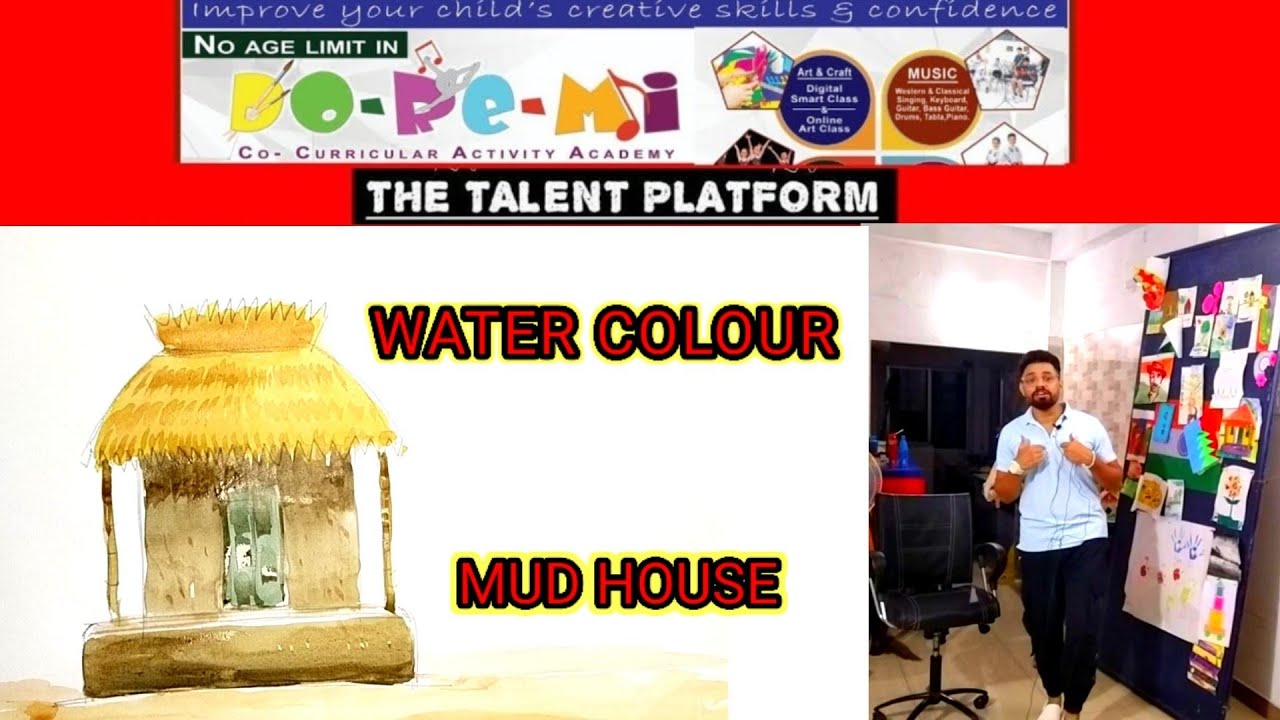7.Water colour mud house|Mud house drawing and water colouring|Easy ...