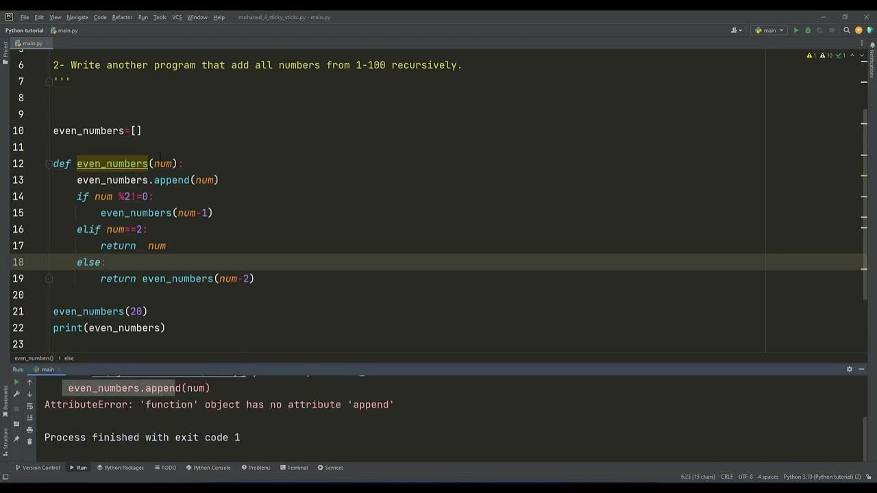 76- Recursion Functions in Python II [Exercise 1] - YouTube