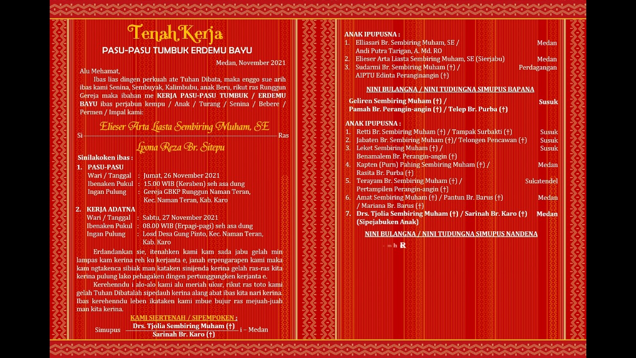 UNDANGAN DIGITAL VERSI ADAT KARO - YouTube