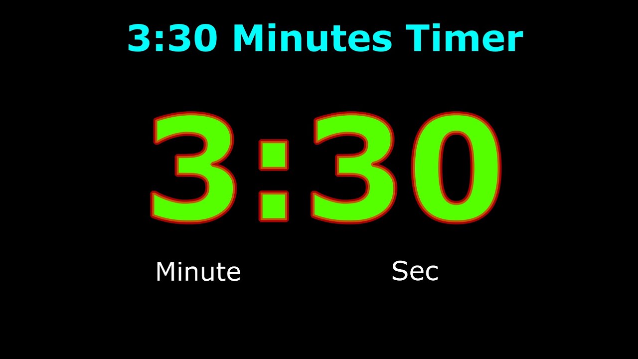 3:30 Minute Timer | Digital Clock | 3:30 Minute Alarm, 210 Seconds ...