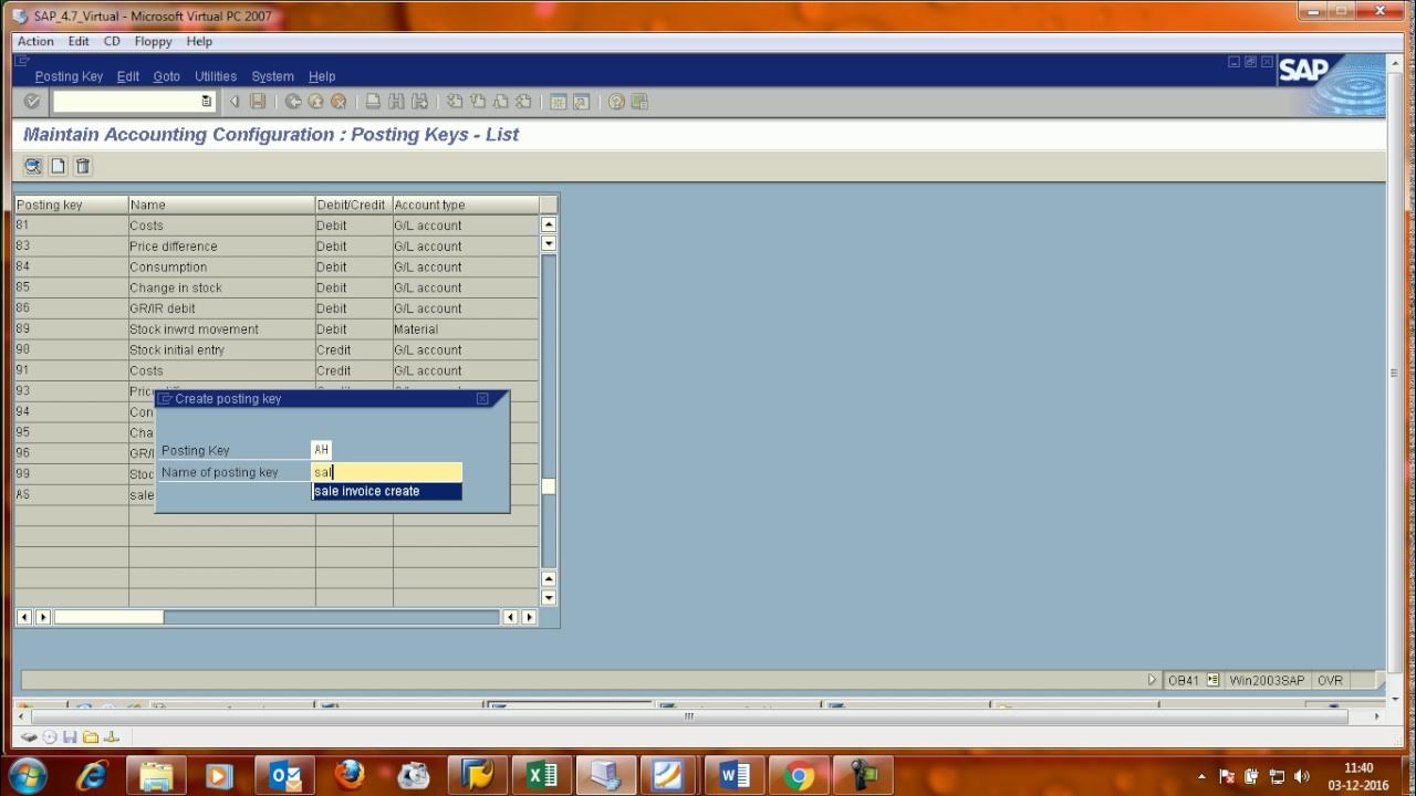 Create/Define Posting Keys in SAP FI module. - YouTube