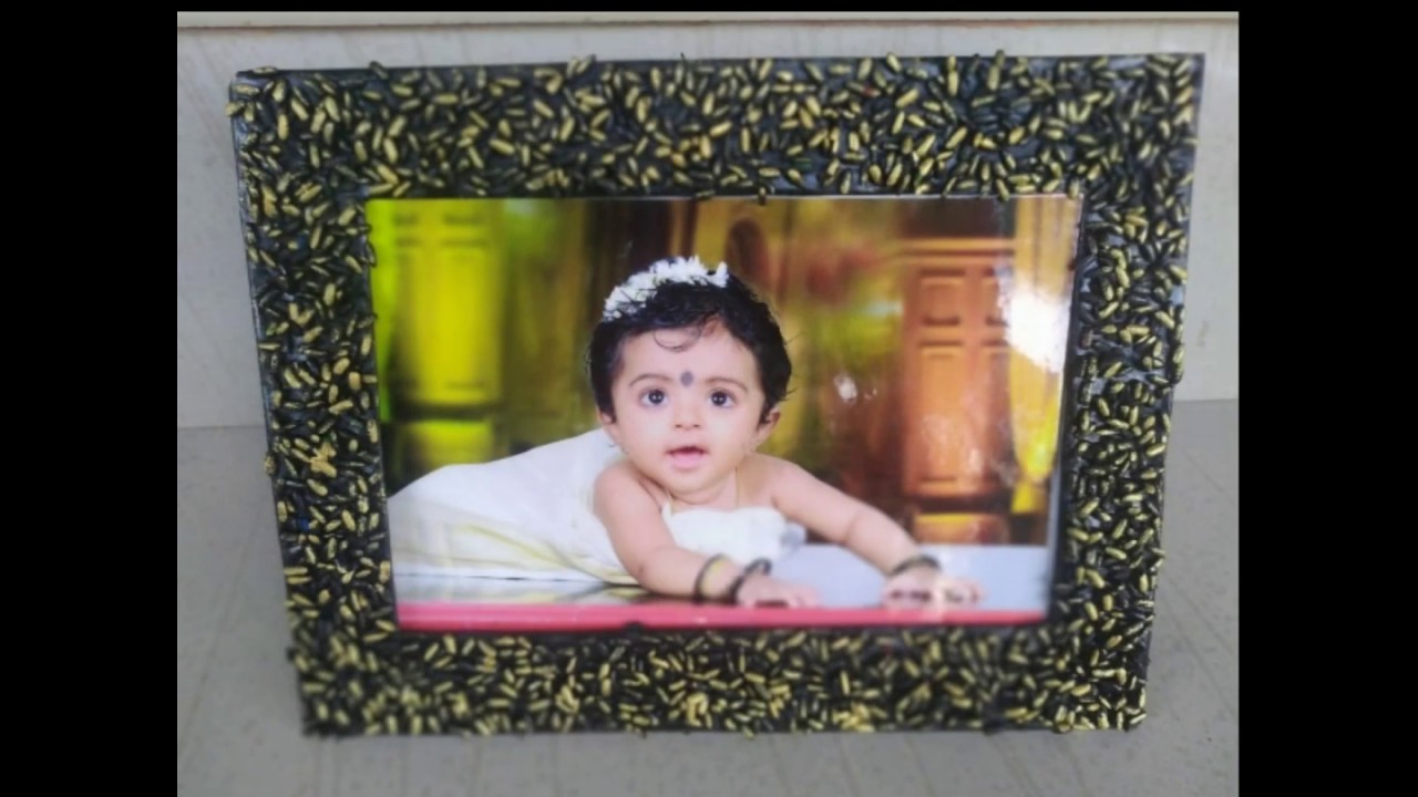 Rice photo frame || DIY making unique photo frame - YouTube
