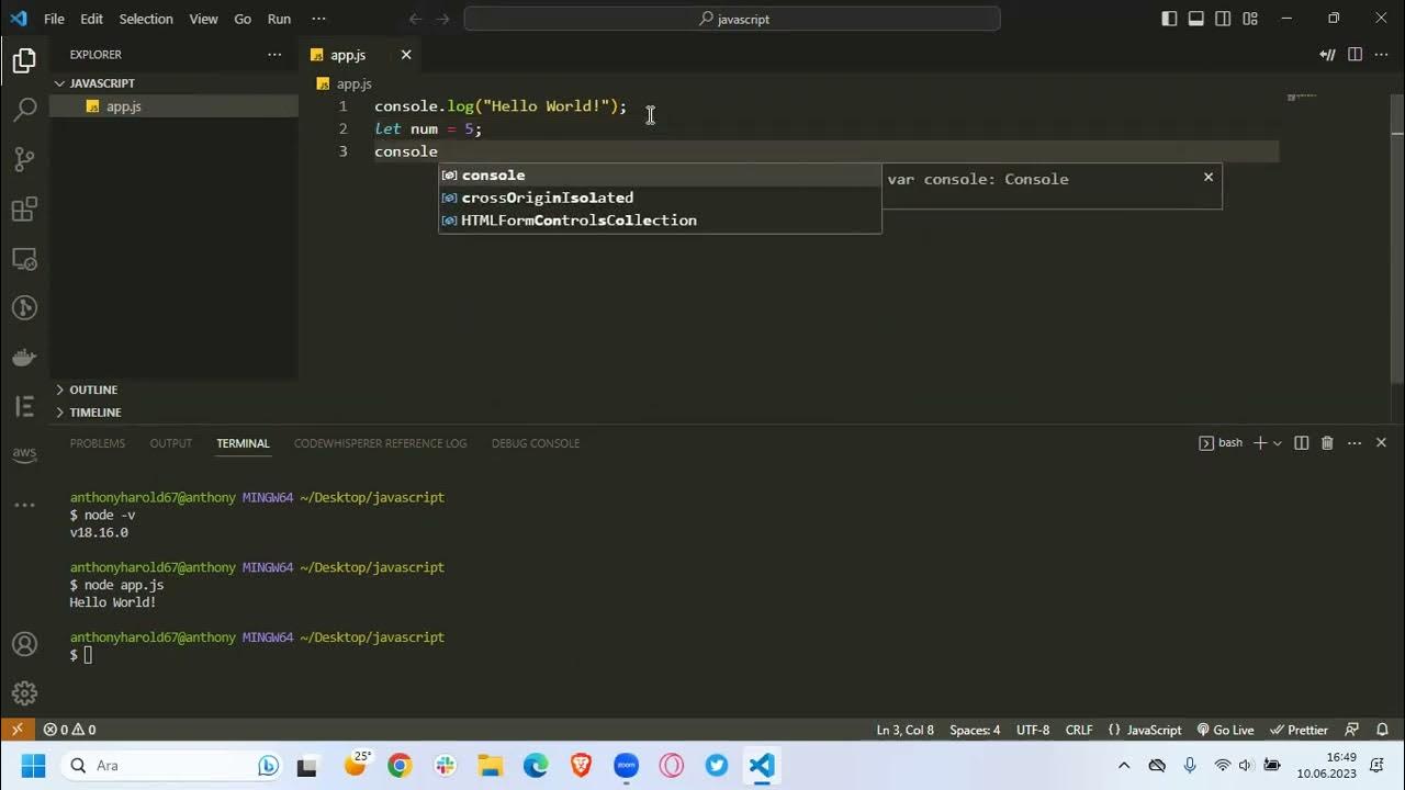 JavaScript Dosyaları Node.js ile Terminal ve Code Runner'da Nasıl ...