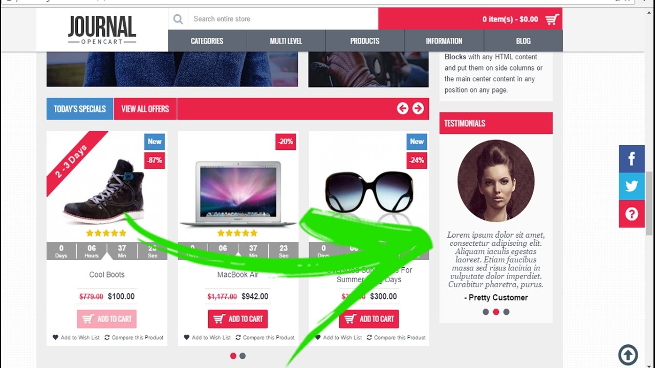 Themeforest Theme Journal Opencart Text rotator testimonials - YouTube