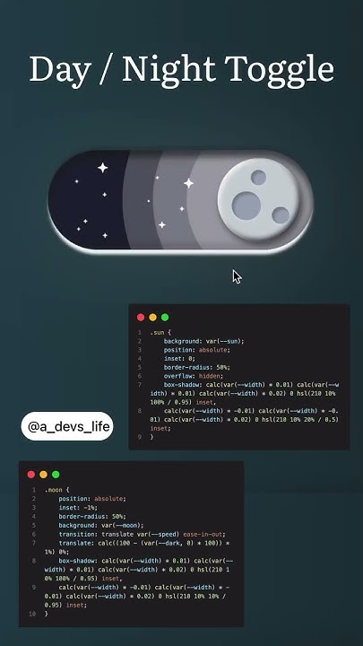 Day Night Toggle In Pure Css Css Coding Csstips Html Animation Cssanimation Viral Shorts