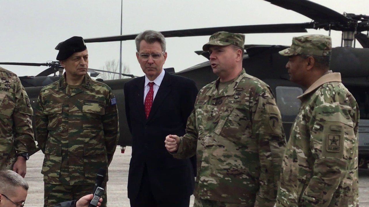 LTG Hodges during equipment arrival in Thessaloniki - YouTube