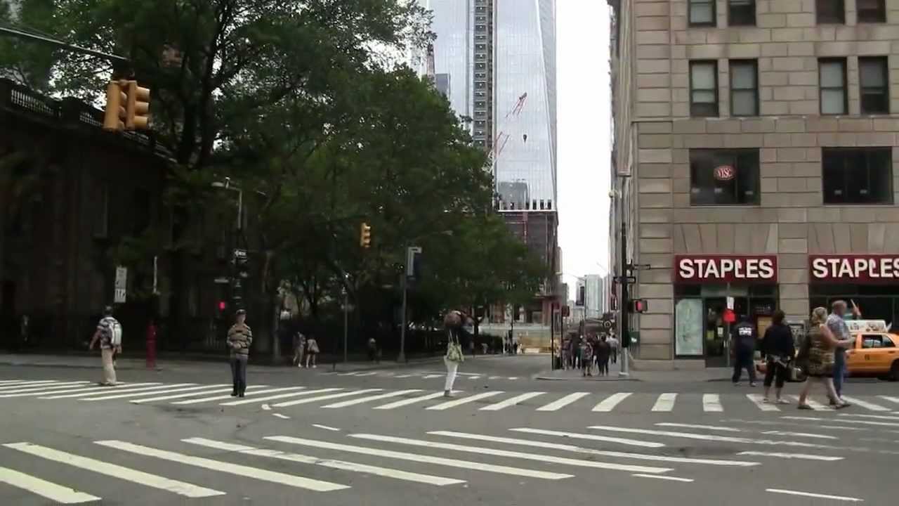New York City - broadway and fulton street looking at the tallest ...