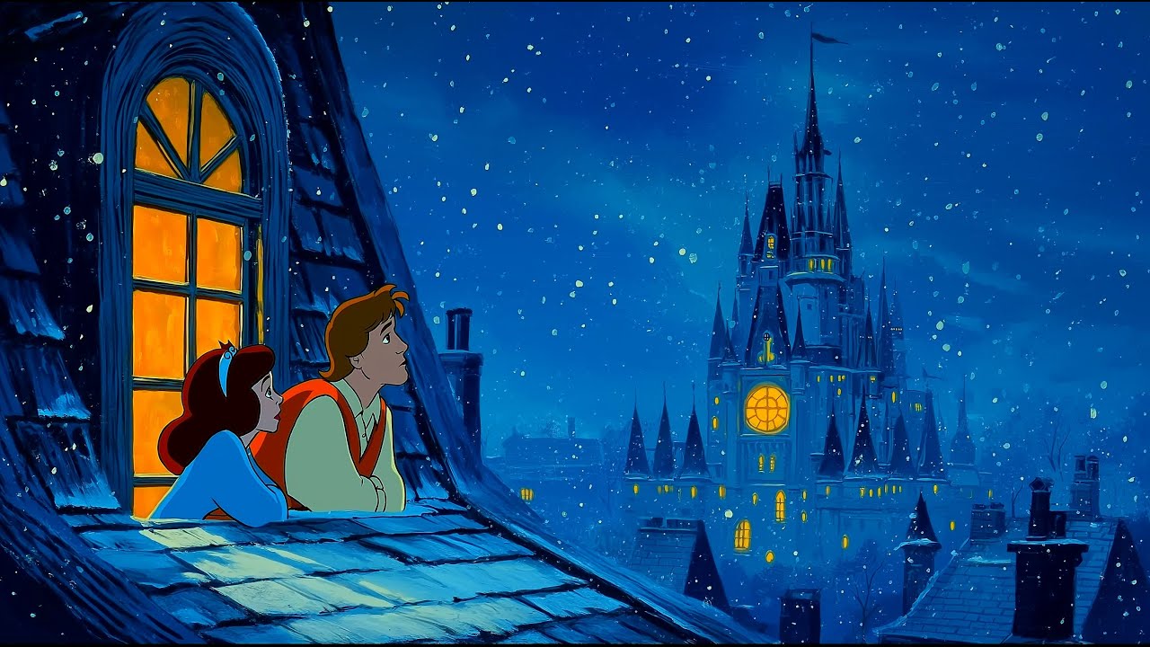 it's A Classic Disney Night Ambience ️ | 1950s Oldies & Winter Snowfall ...
