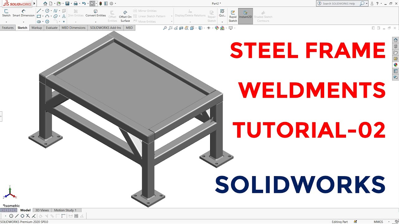 Steel Frame Structure Design #solidworks #solidmodeling #cadcam #cad # ...