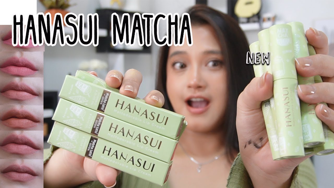 HANASUI MATCHA LATTE MATTEDORABLE LIP CREAM - REVIEW & SWATCH 6 SHADES ...
