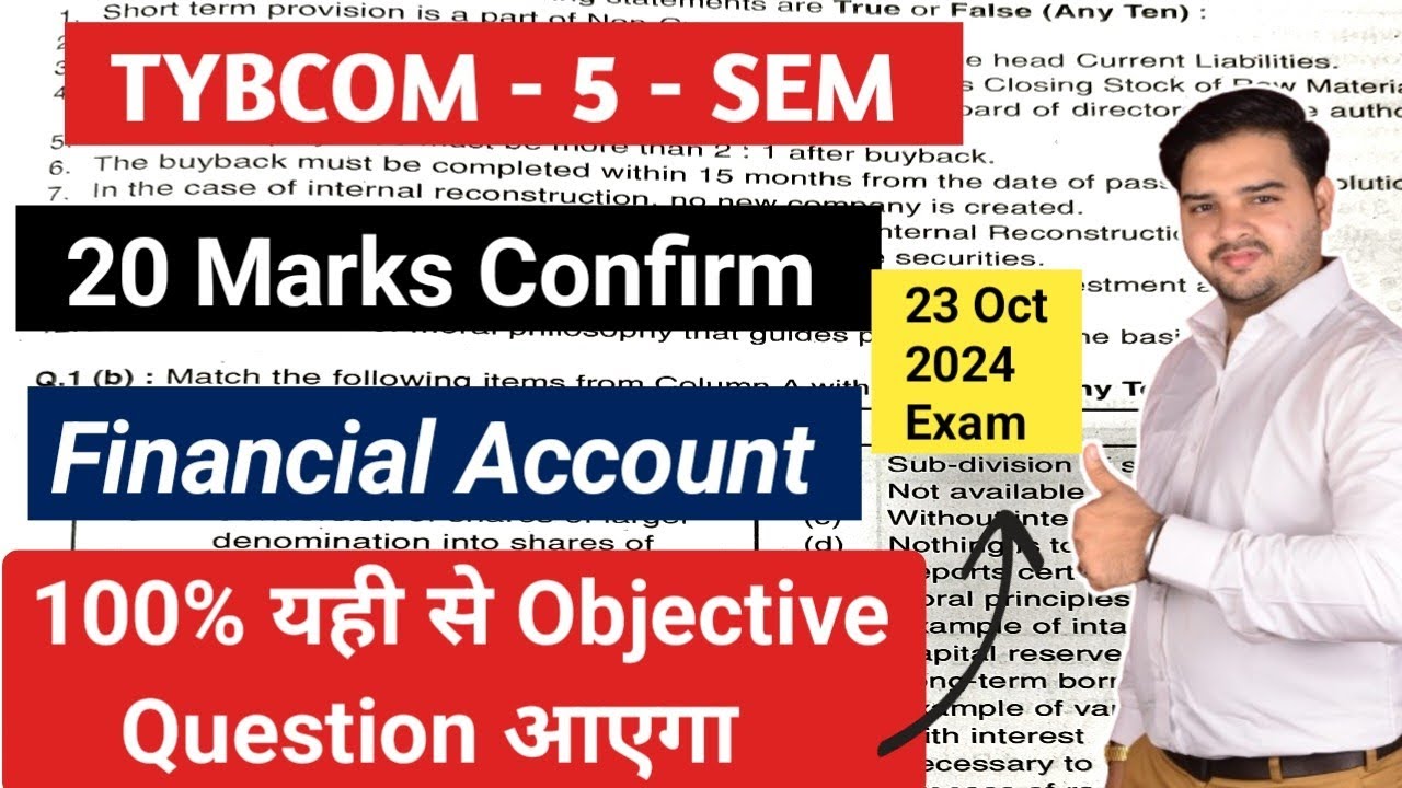 🔴 TYBCOM 5 SEM || Financial Accounting || 100% Important Objective QUESTION|| 20 Marks Confirm ...