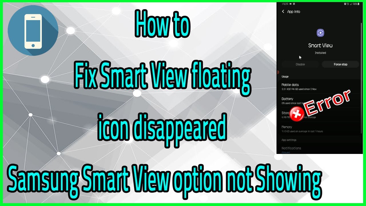 How to Fix Smart View floating icon disappeared | Samsung Smart View ...
