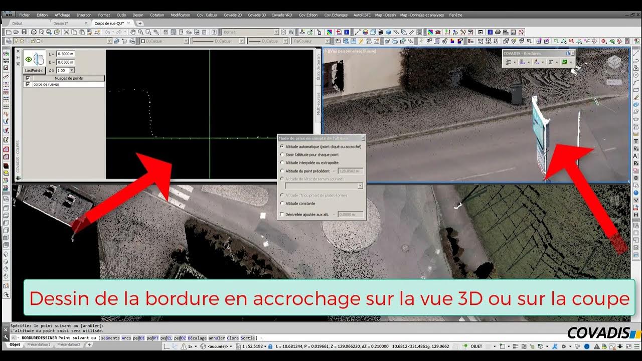 COVADIS 17 Dessin depuis un nuage de points et bordures - YouTube